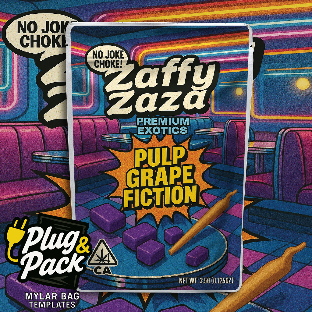 Zaffy Zaza Pulp Grape Fiction (Digital Bag Template) – JRob Design